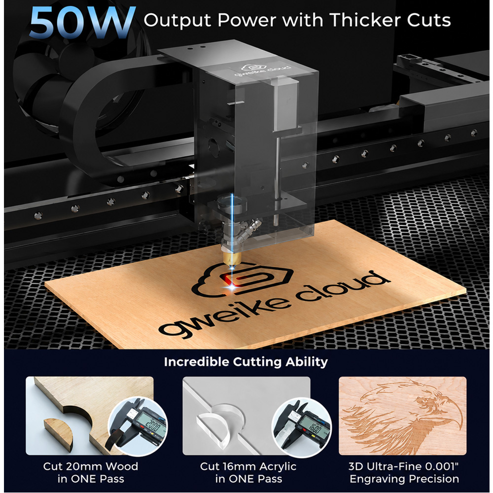 Corte y Grabado Láser: gweike cloud 50W CO2 Laser Cutter & Engraver ...
